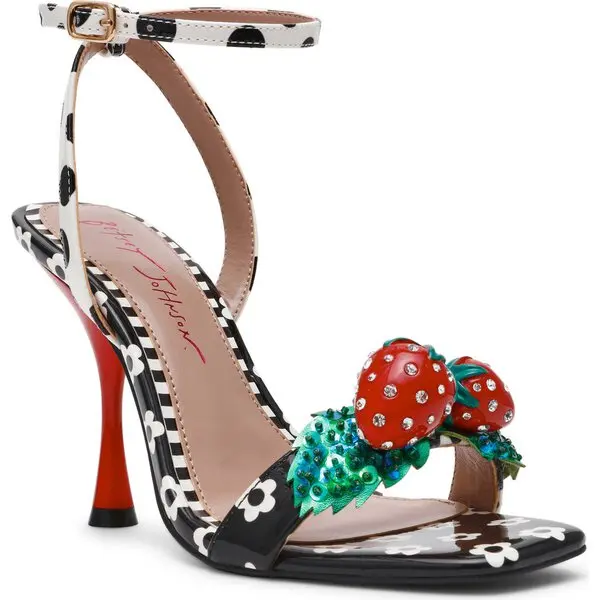 Betsey Johnson Addison Ankle Strap Sandal - Black/white Multi
