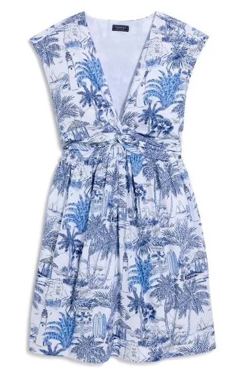Vineyard Vines Tropical Toile Twist Dress - White Cap/blue