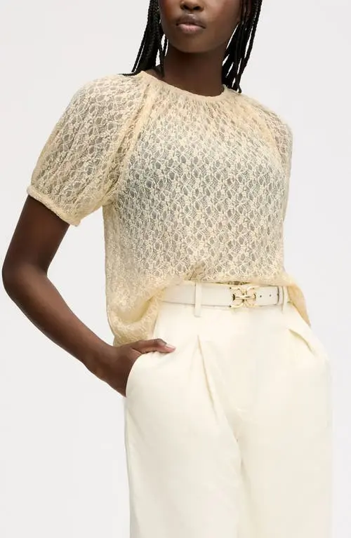 Sam Edelman Semisheer Stretch Lace Top - Almond