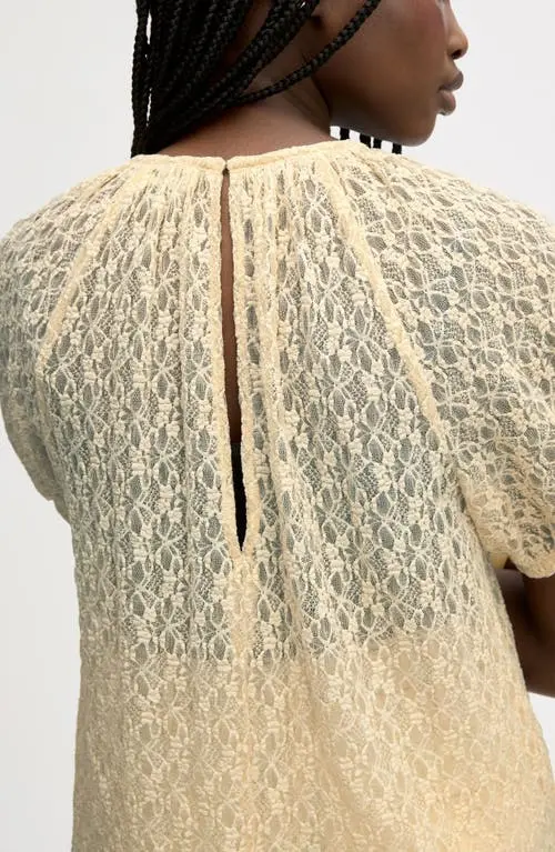 Sam Edelman Semisheer Stretch Lace Top - Almond