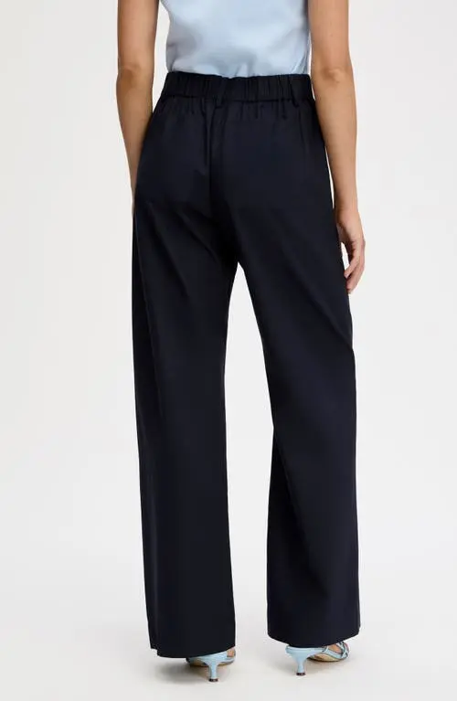 Sam Edelman Relaxed Wide Leg Twill Pants - Navy