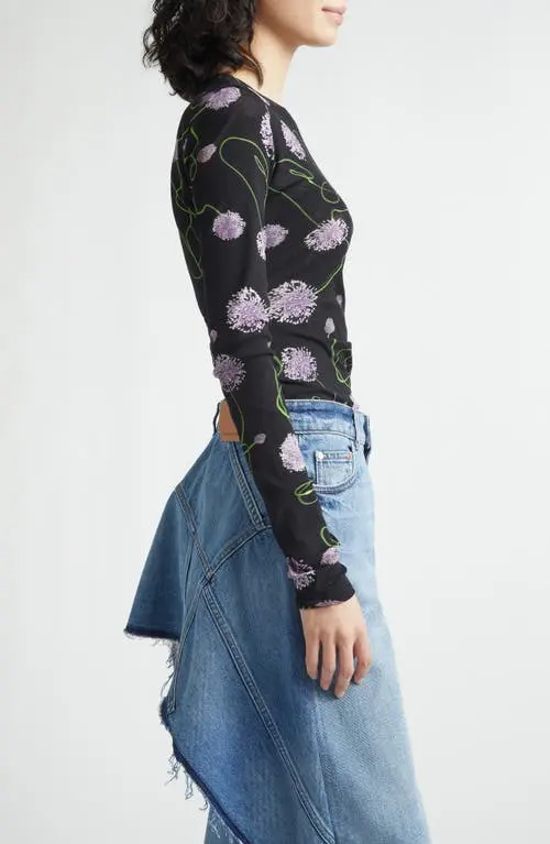 Stella McCartney Twisted Floral Mesh Top