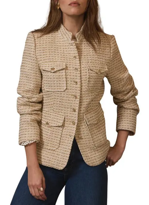 Mint Velvet Boucle Pocket Detail Jacket - Neutral