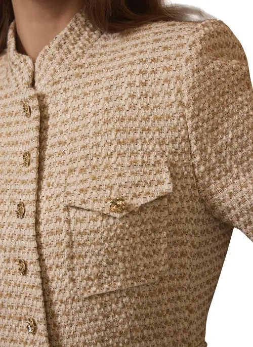 Mint Velvet Boucle Jacket With Pockets - Neutral