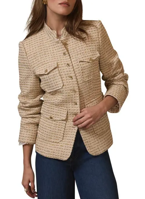 Mint Velvet Boucle Jacket With Pockets - Neutral