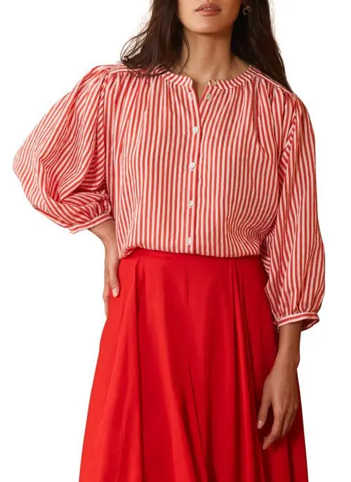 Mint Velvet Striped Batwing Blouse - Red