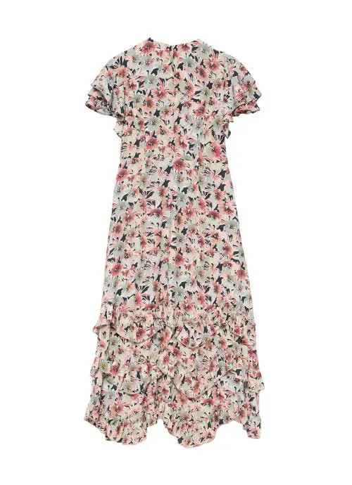 Mint Velvet Floral Print Maxi Dress With Ruffle Sleeves