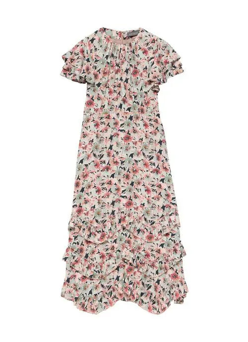 Mint Velvet Floral Print Maxi Dress With Ruffle Sleeves