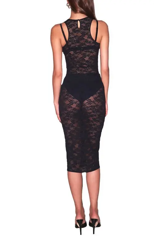 FLEUR DU MAL Le Stretch Lace Racer Tank Dress - Black