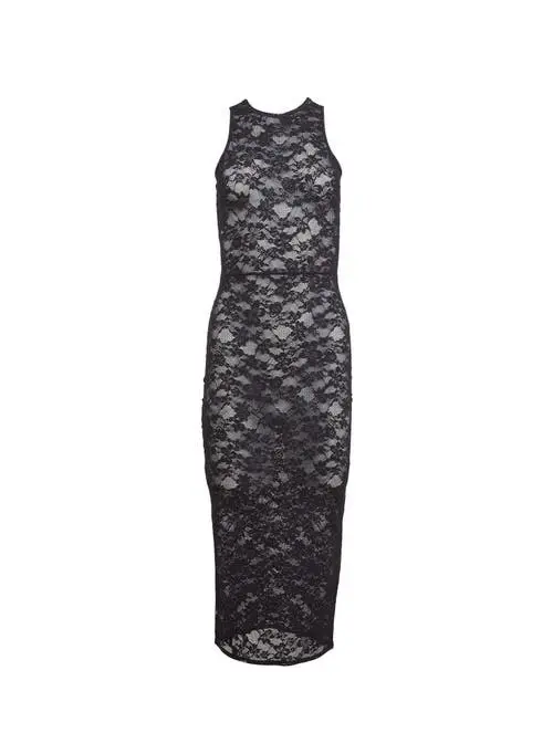 FLEUR DU MAL Le Stretch Lace Racer Tank Dress - Black