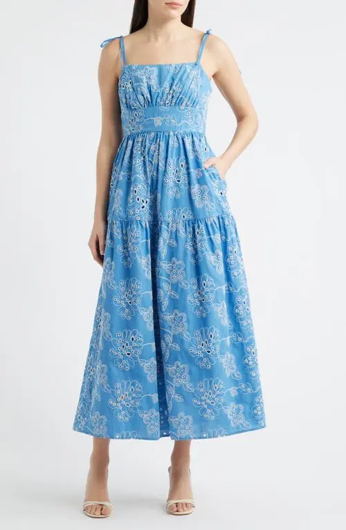 Julia Jordan Cotton Blend Eyelet Midi Sundress
