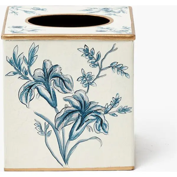 MRS. ALICE Floral Tole Tissue Box - Blue