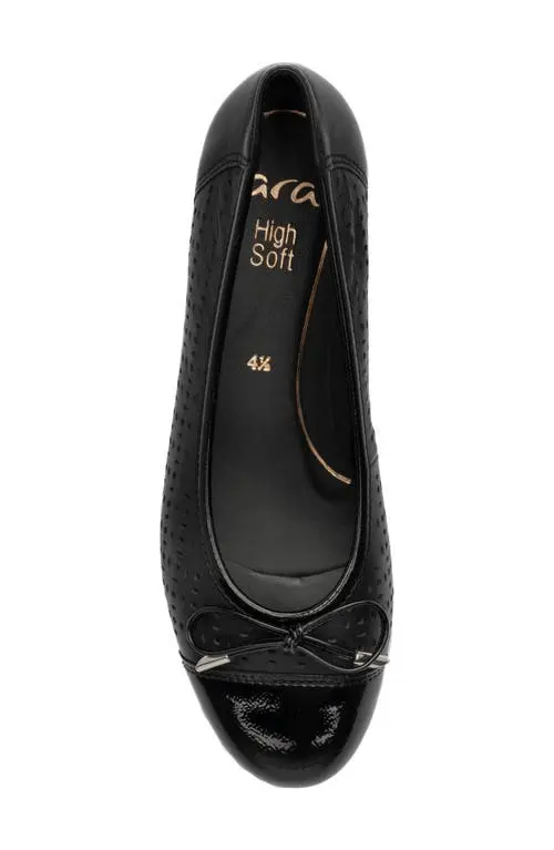 ARA Sangria Cap-toe Ballet Flat - Black
