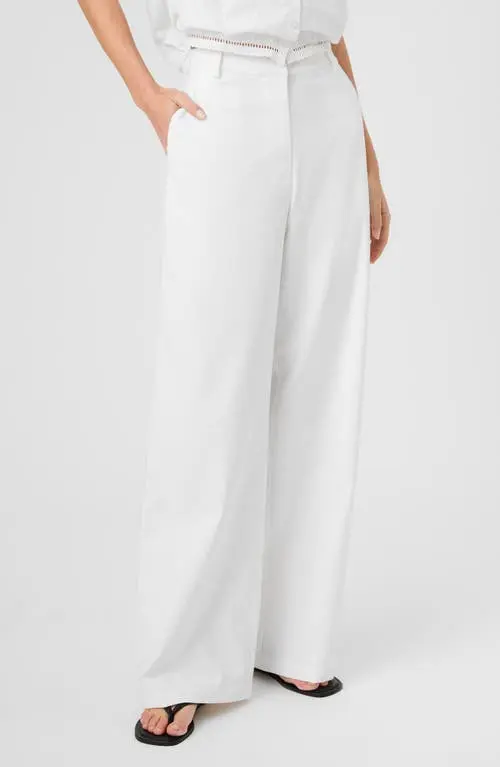 French Connection Wide Leg Twill Trousers - Summer White