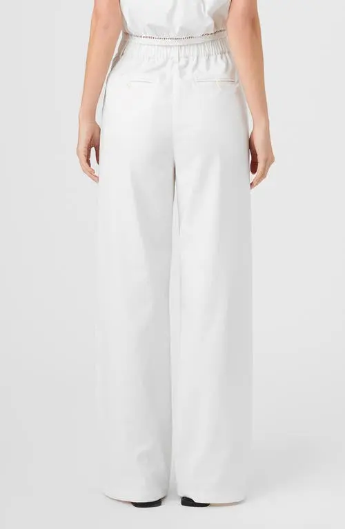 French Connection Wide Leg Twill Trousers - Summer White
