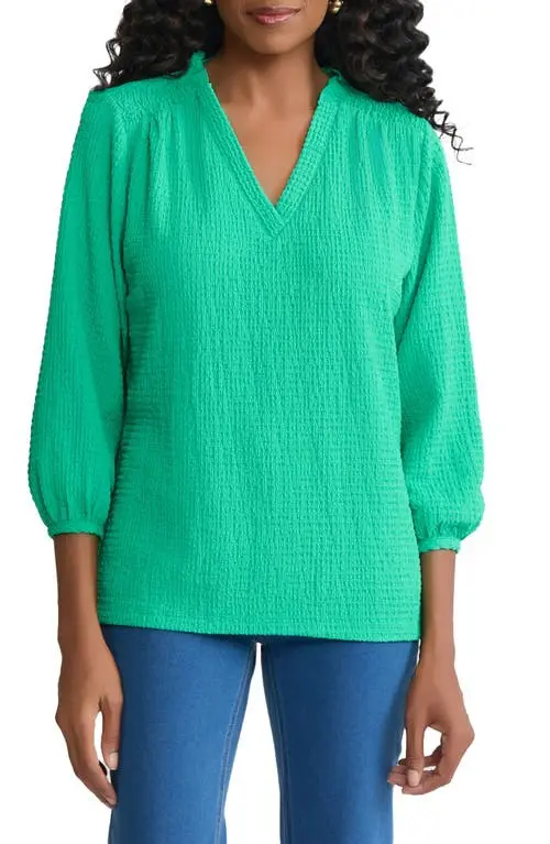 Jones New York Smocked Shoulder Top