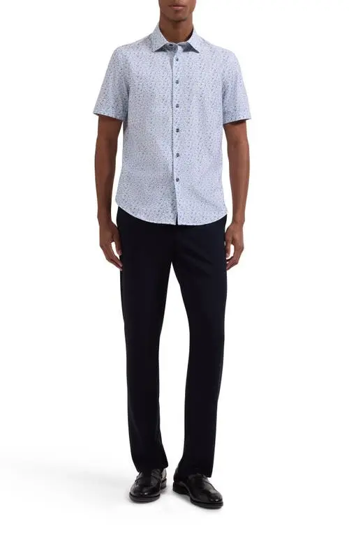 Bugatchi Miles Ooohcotton® Guitar Print Short Sleeve Button-up Shirt - Peacock