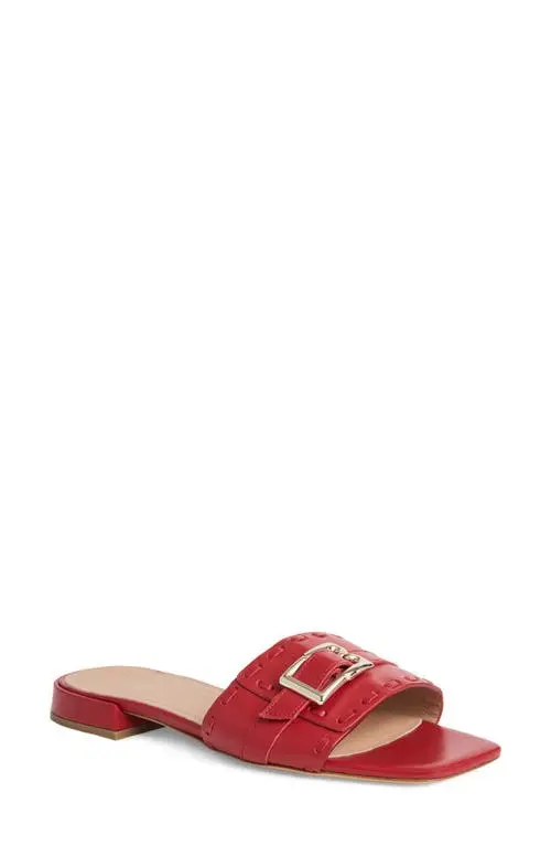 Bruno Magli Bellini Buckle Strap Slide Sandal - Berry Nappa