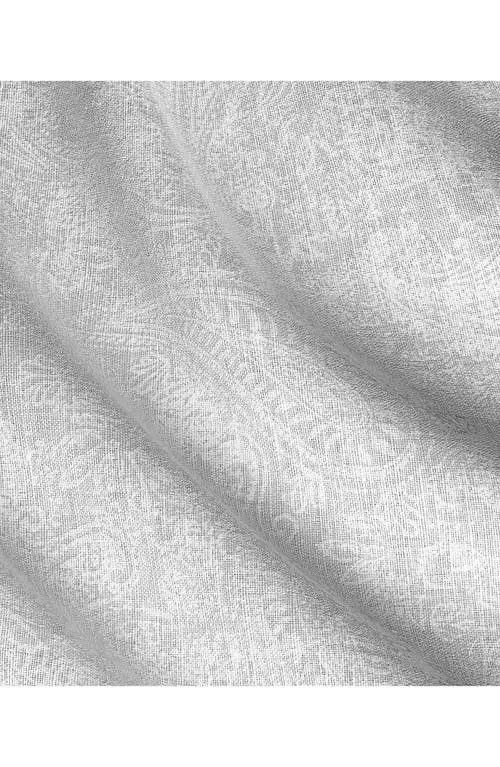 David Donahue Paisley Print Short Sleeve Linen & Cotton Button-up Shirt - White
