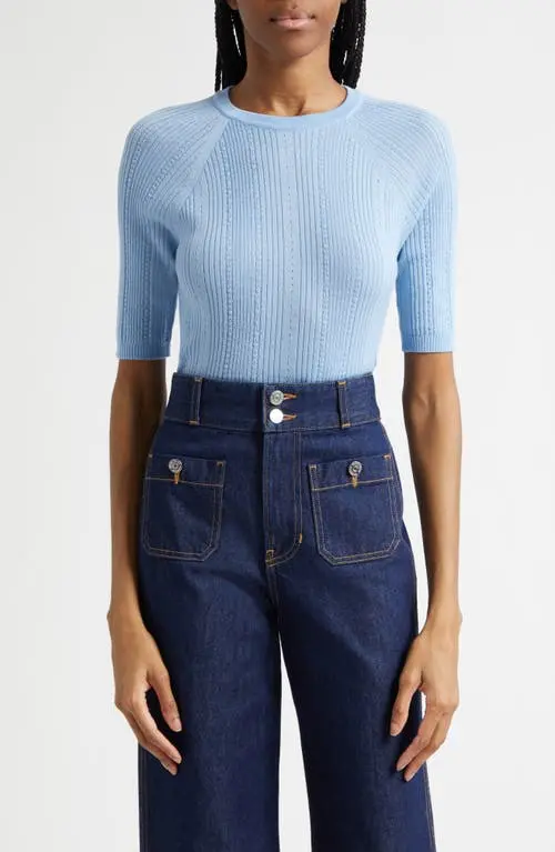 Veronica Beard Brielle Raglan Rib Knit Top