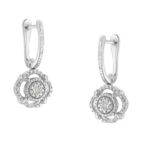 HAUS OF BRILLIANCE Silver Miracle Diamond Accent Drop Earrings - White