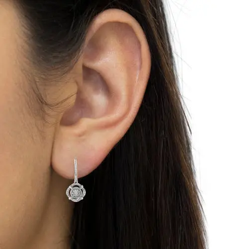 HAUS OF BRILLIANCE Silver Miracle Diamond Accent Drop Earrings