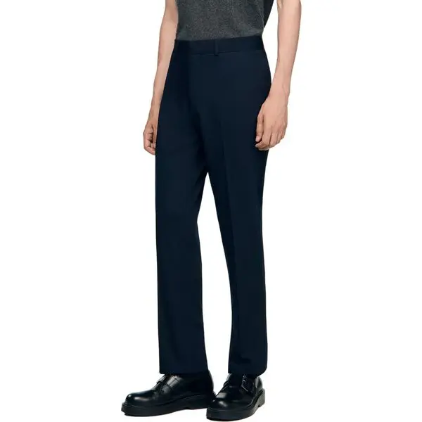 Sandro Wool Suit Trousers - Navy Blue
