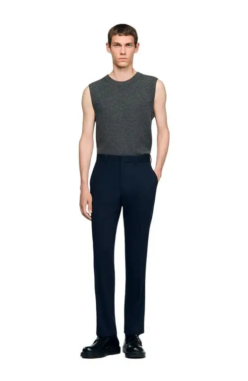 Sandro Wool Suit Trousers - Navy Blue