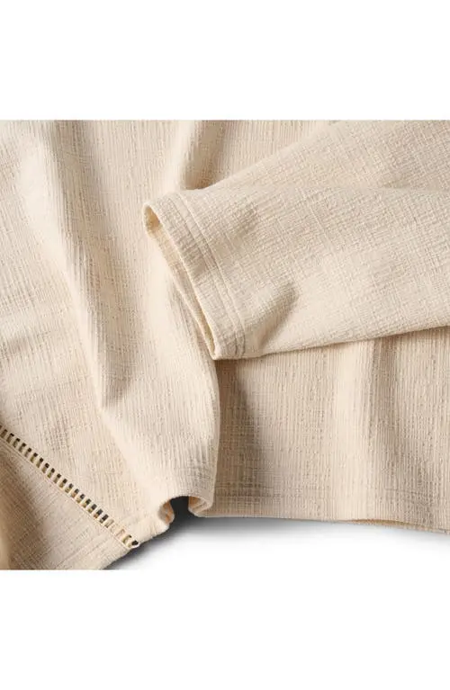 UGG Hayvie Ladder Stitch Drop Shoulder Stretch Cotton Blend Pajama Top - Cream