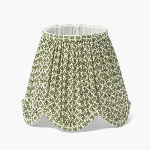 MRS. ALICE Lotus Deep Scalloped Lampshade - Olive