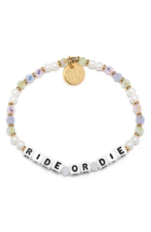 LITTLE WORDS PROJECT Ride Or Die Beaded Stretch Bracelet - White