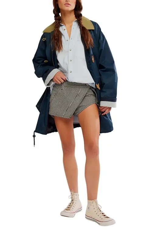 Free People Georgie Micro Gingham Wrap Skort - Black Combo