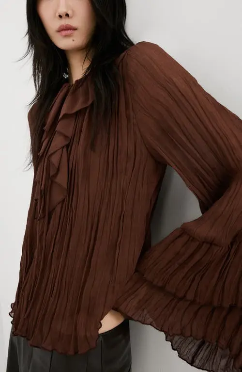 Mango Ruffle Crinkle Top