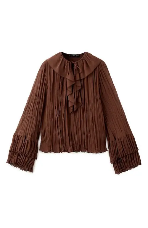Mango Ruffle Crinkle Top