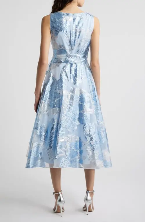 Eliza J Metallic Jacquard Wrap Bodice Cocktail Dress
