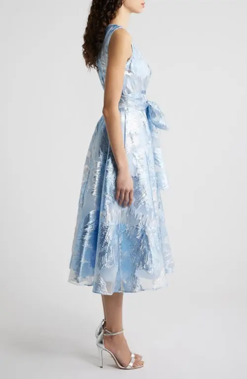 Eliza J Metallic Jacquard Wrap Bodice Cocktail Dress