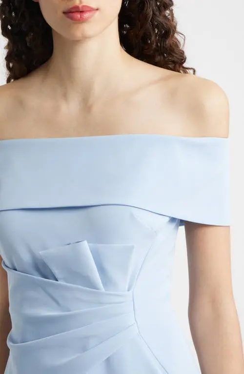 Eliza J Cascade Ruffle Off-the-shoulder Gown