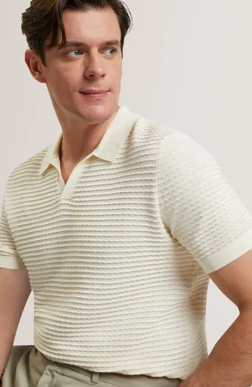 Ted Baker London Bestel Textured Cotton Polo - White