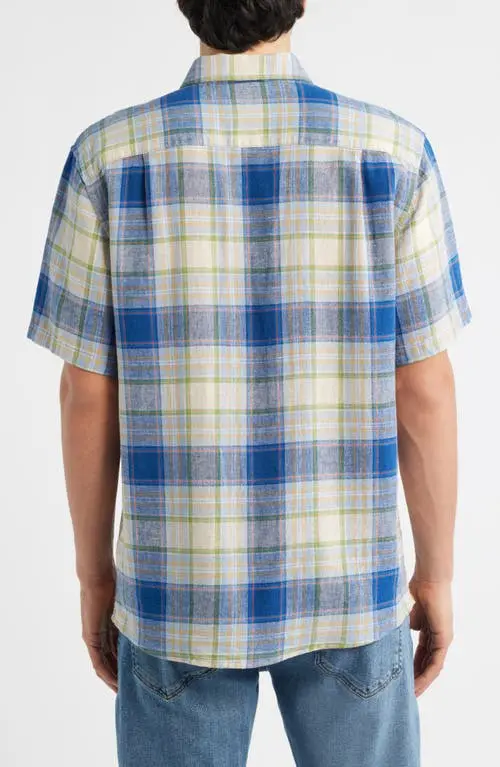Pendleton Dawson Plaid Short Sleeve Linen Blend Button-up Shirt