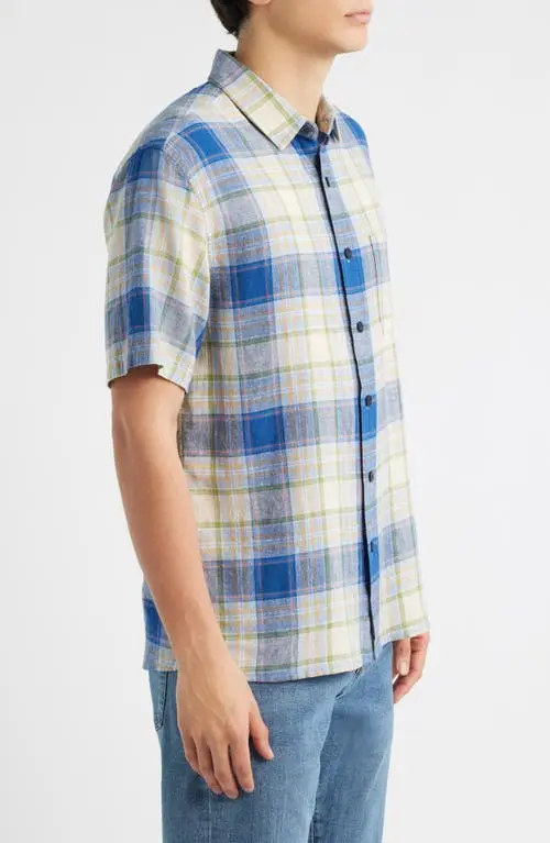 Pendleton Dawson Plaid Short Sleeve Linen Blend Button-up Shirt