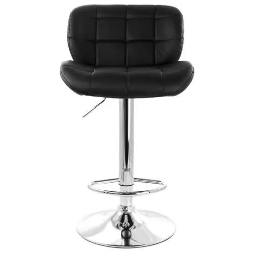 ELAMA 2 Piece Faux Leather Tufted Bar Stool With Adjustable Height