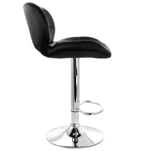 ELAMA 2 Piece Faux Leather Tufted Bar Stool With Adjustable Height