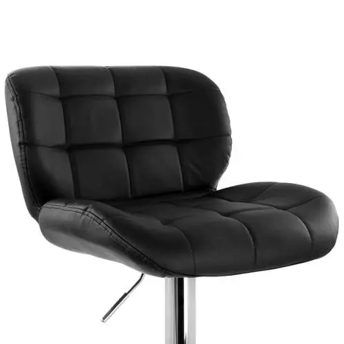 ELAMA 2 Piece Faux Leather Tufted Bar Stool With Adjustable Height