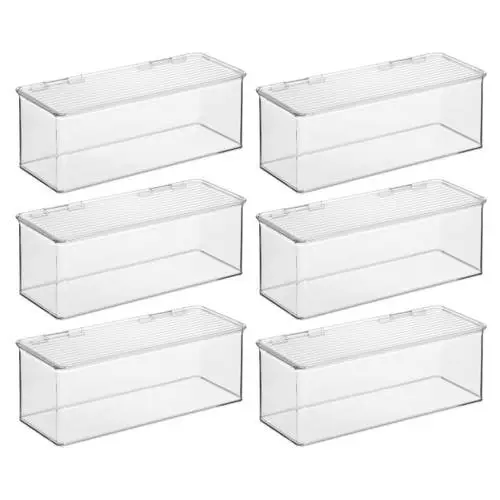 IDESIGN Stackable Hinged-lid Storage Boxset Of 6 - Clear