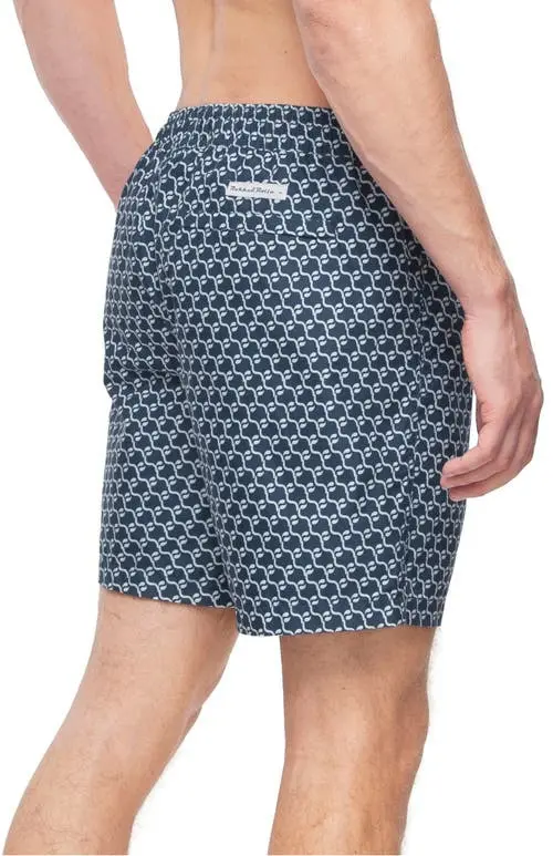 ROKKA&ROLLA 7" Compression Lined Swim Trunks - Navy Print