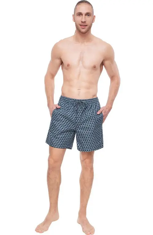ROKKA&ROLLA 7" Compression Lined Swim Trunks - Navy Print