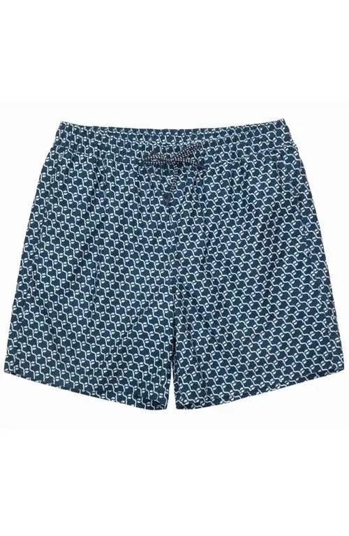 ROKKA&ROLLA 7" Compression Lined Swim Trunks - Navy Print