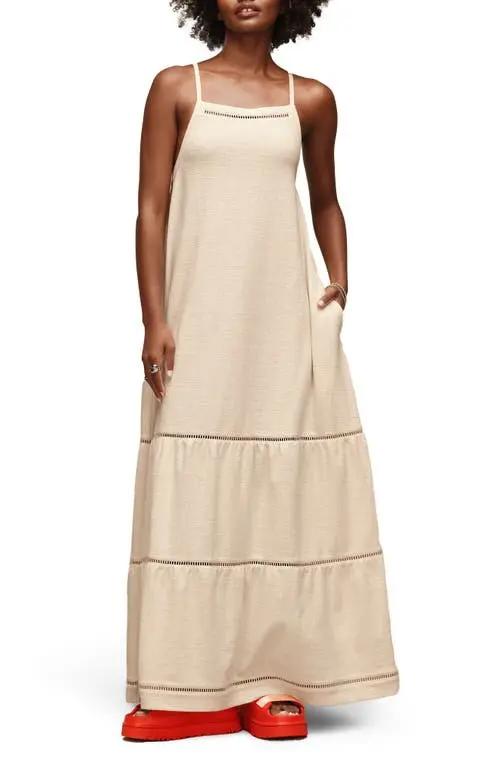 UGG Sleeveless Maxi Dress With Ladder Stitch Detail - Cream