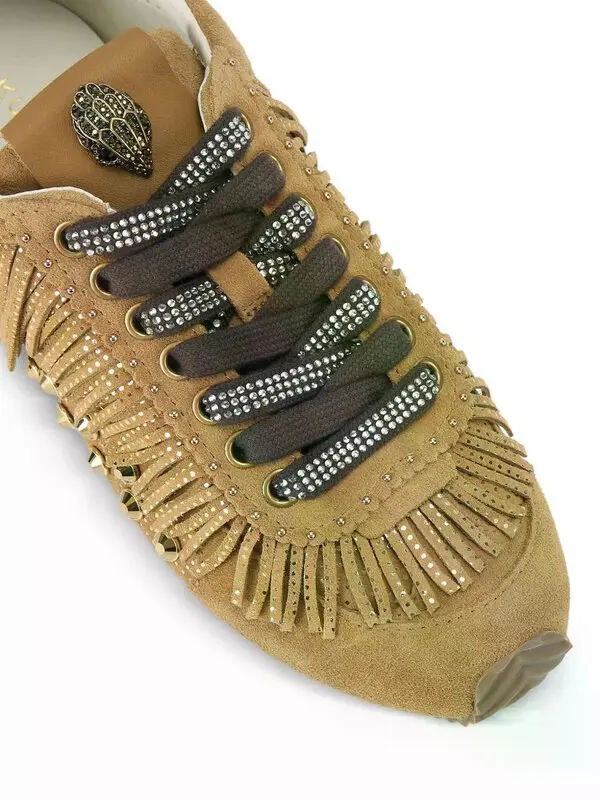Kurt Geiger Islington Fringe Crystal Detail Sneakers - Brown