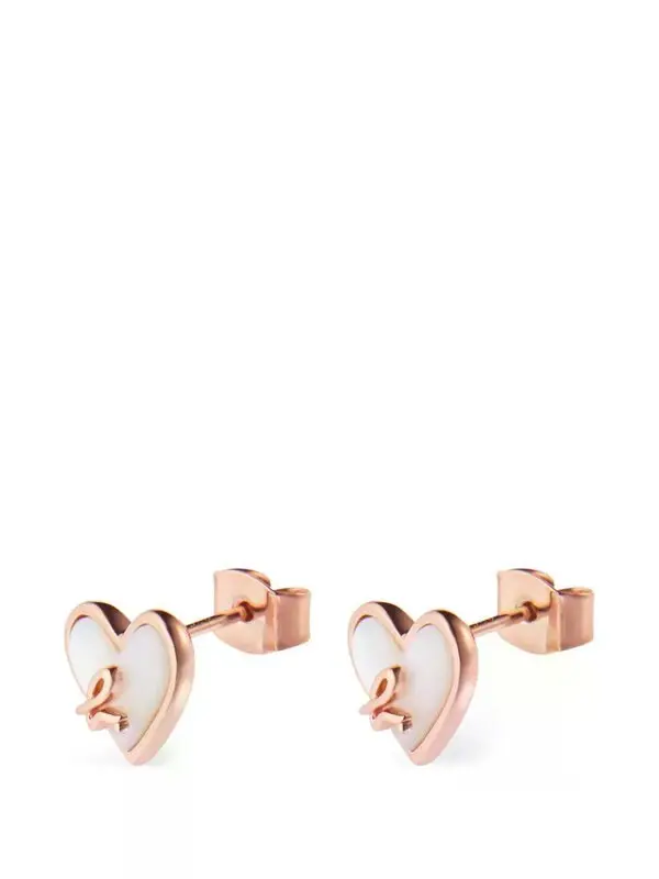 AGNES B. About Love Heart Logo Earrings - Pink